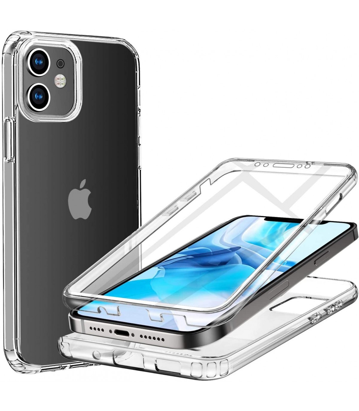 Funda Doble iPhone 12 Silicona Transparente Delantera y Trasera